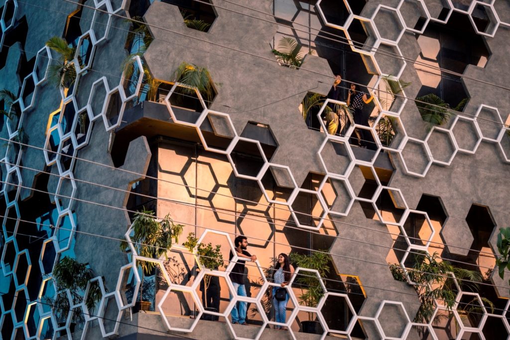 Hexagonal Facade Design Emerged as a Buffer of Stratifying Elements ...