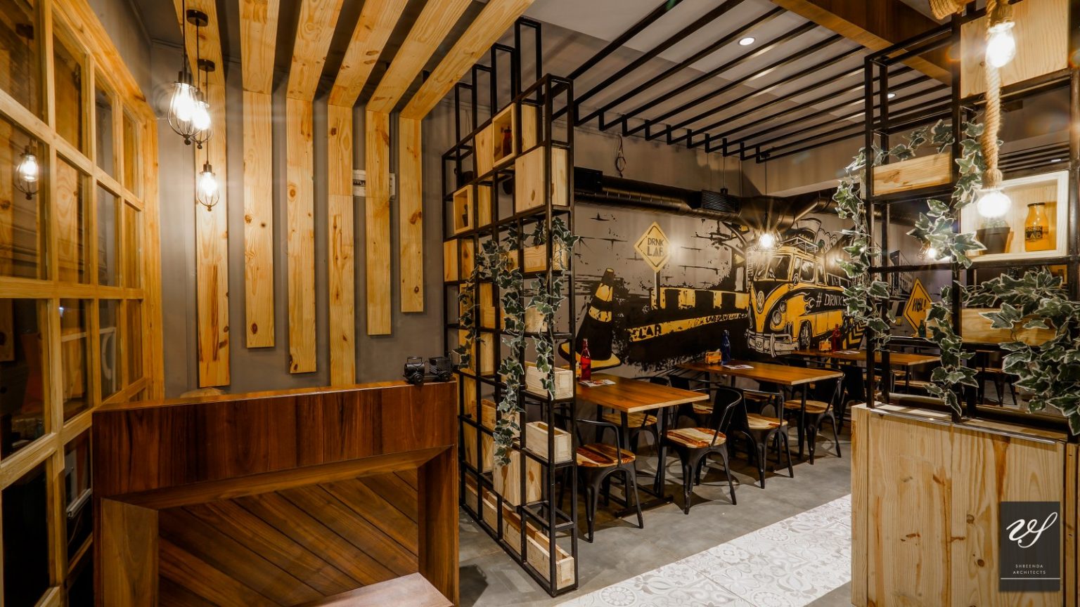 DRNK Lab Cafe - Fusion Of Contemporary And Rustic Trends | Shreenda Architects - The Architects ...
