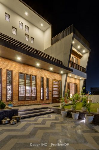 Residence Design With Exposed Brickwork Intricately Used In Elevation ...