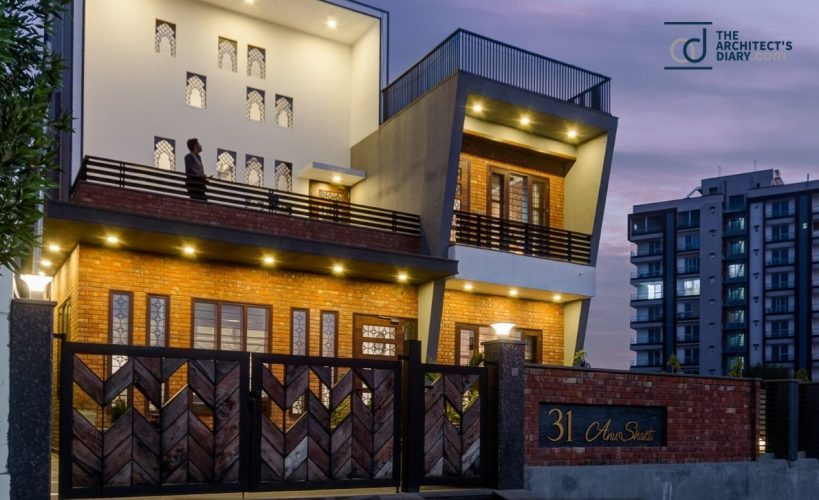 Residence Design With Exposed Brickwork Intricately Used In Elevation ...