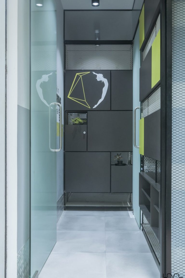 Gym Design With Bright Lime Green Highlighted In Neutral Surrounds ...