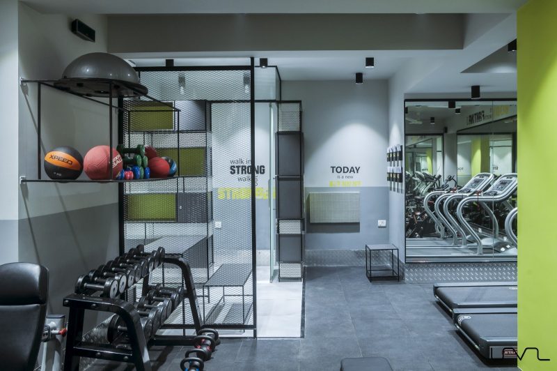 Gym Design With Bright Lime Green Highlighted In Neutral Surrounds ...