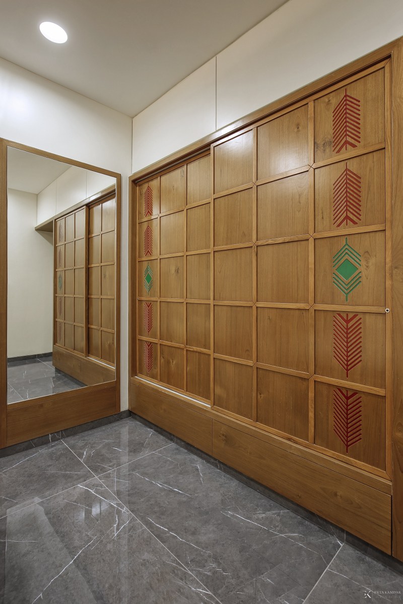 3BHK Residence Interior With a Lively Combination Of dark And Light ...