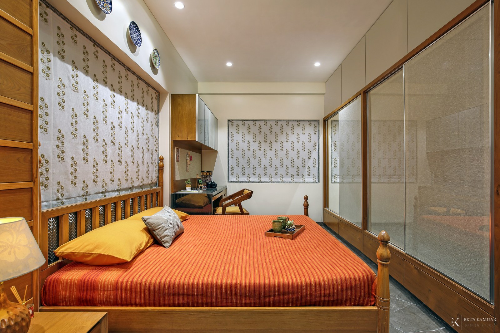 3BHK Residence Interior With a Lively Combination Of dark And Light ...