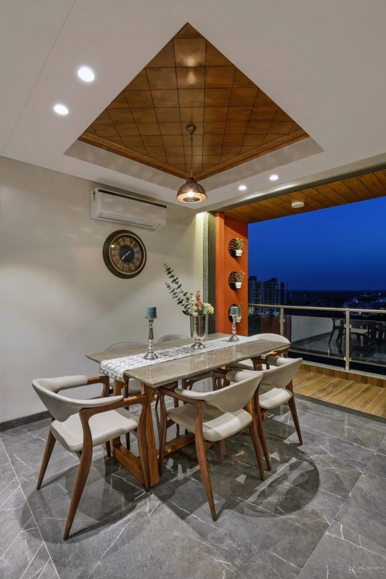 3BHK Residence Interior With a Lively Combination Of dark And Light ...