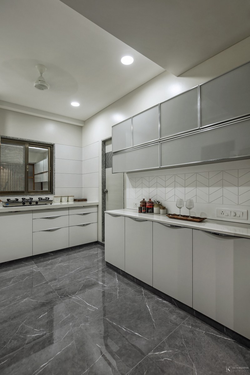 3BHK Residence Interior With a Lively Combination Of dark And Light ...