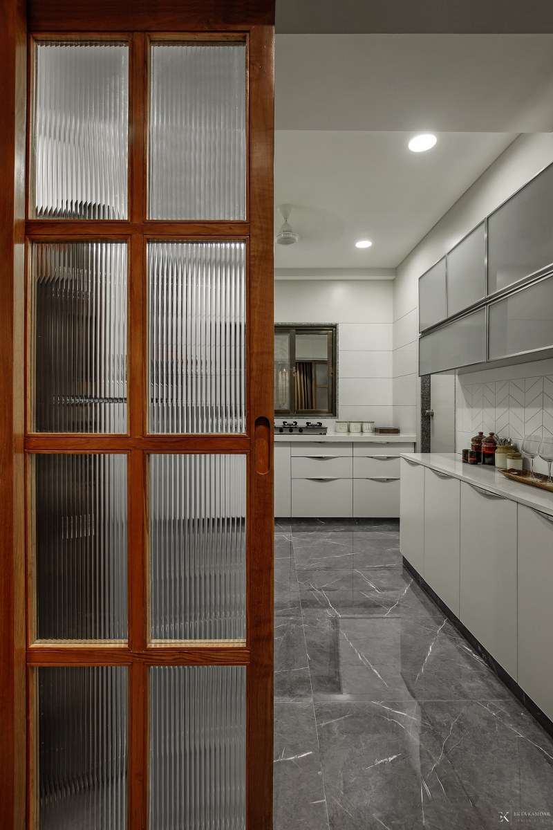 3BHK Residence Interior With a Lively Combination Of dark And Light ...