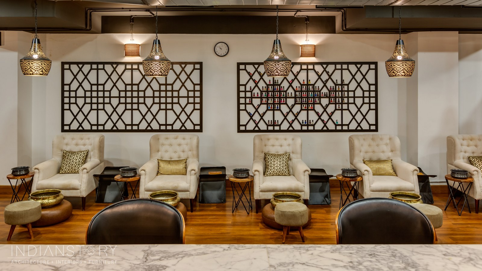 Nailbox - Salon Interior With Warm Tones And Pops Of Brass ...