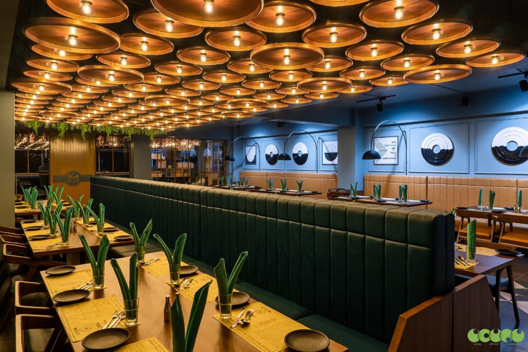 90 Round Bronze plate In Restaurant Ceiling Creates A Sense Of Drama In ...