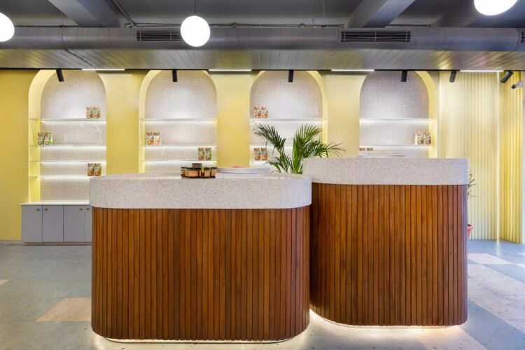 Classic Palette of Yellows and Greys Working in Harmony for this Café ...