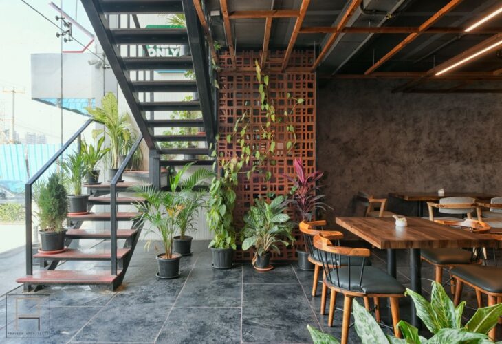 Tropical Vibe Along the lines of Contemporary Chic for this Café Design ...