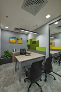 Office Design with Basic Geometric Shapes with the Hint of Popping ...