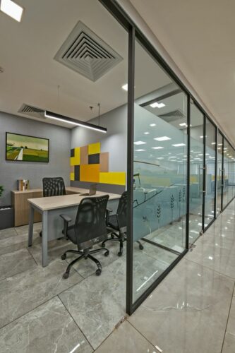 Office Design with Basic Geometric Shapes with the Hint of Popping ...