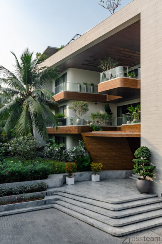 'Amansara', A Modern Bungalow Design With Unique Fluid Balconies, Open ...