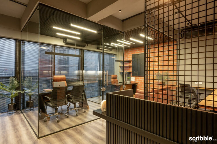 A Natural Color Palette And A Mix Of Grays, Neutrals For This Office ...