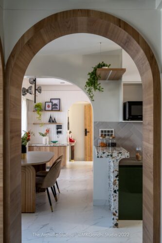 The Arch House Is A Compact 3BHK Modern Contemporary Apartment Designed With Vastu Principles ...