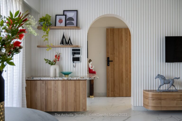 The Arch House Is A Compact 3BHK Modern Contemporary Apartment Designed ...