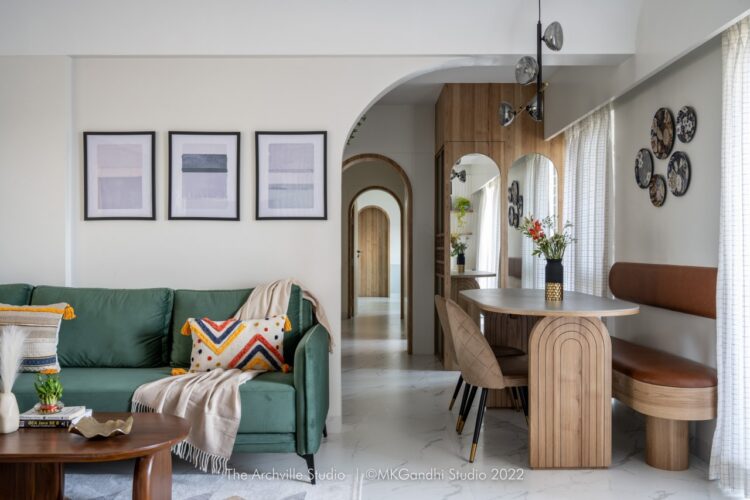 The Arch House Is A Compact 3BHK Modern Contemporary Apartment Designed ...