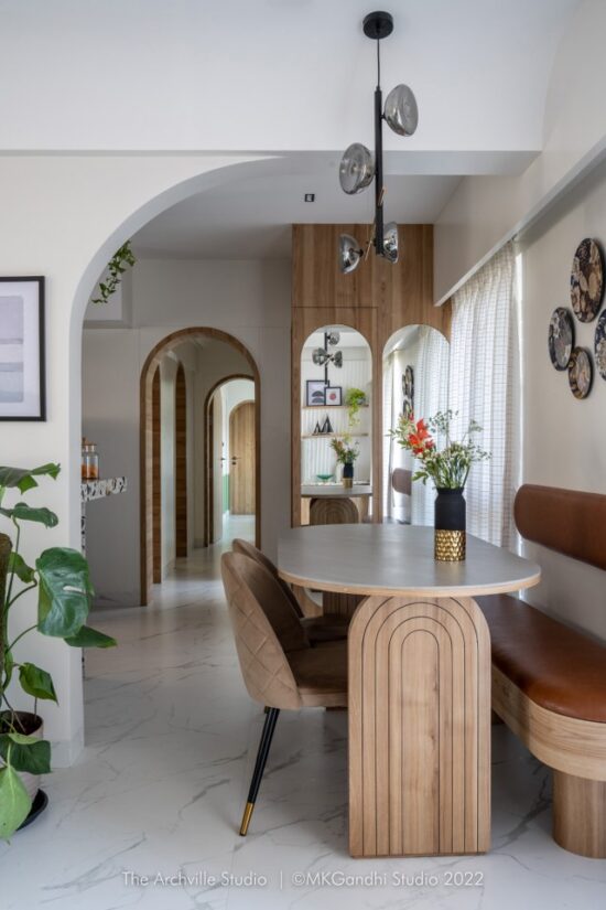 The Arch House Is A Compact 3BHK Modern Contemporary Apartment Designed ...