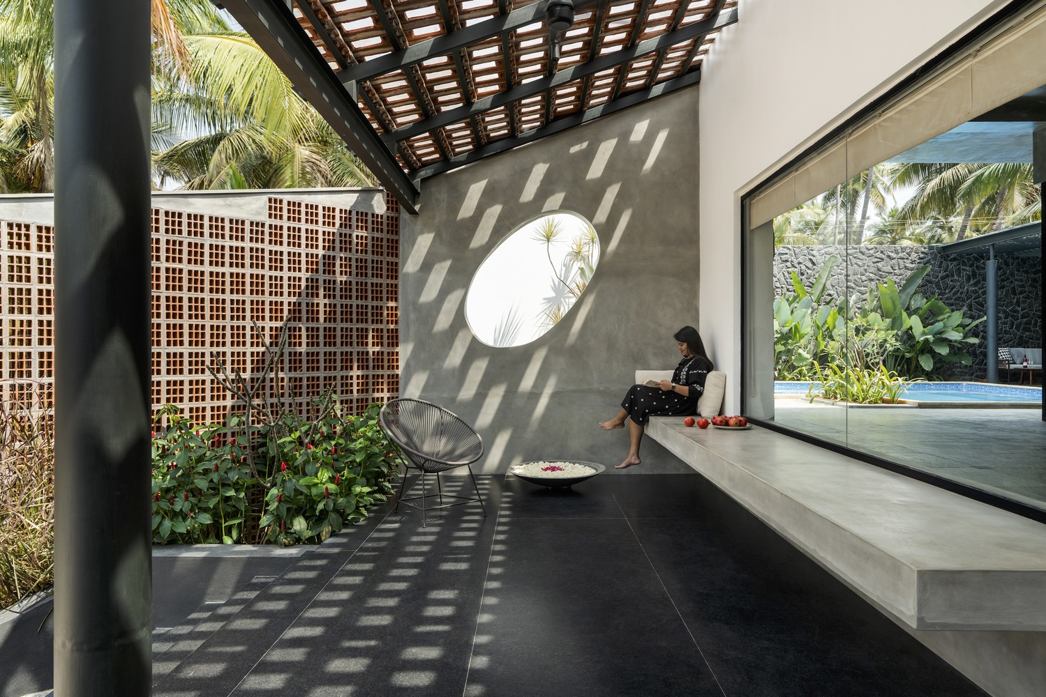 The Inclined Porotherm Block Jali Wall is an Entrance Portal ...