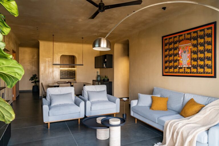 The Interior Of This Modern Indian House Design Has A Warm Earthy ...