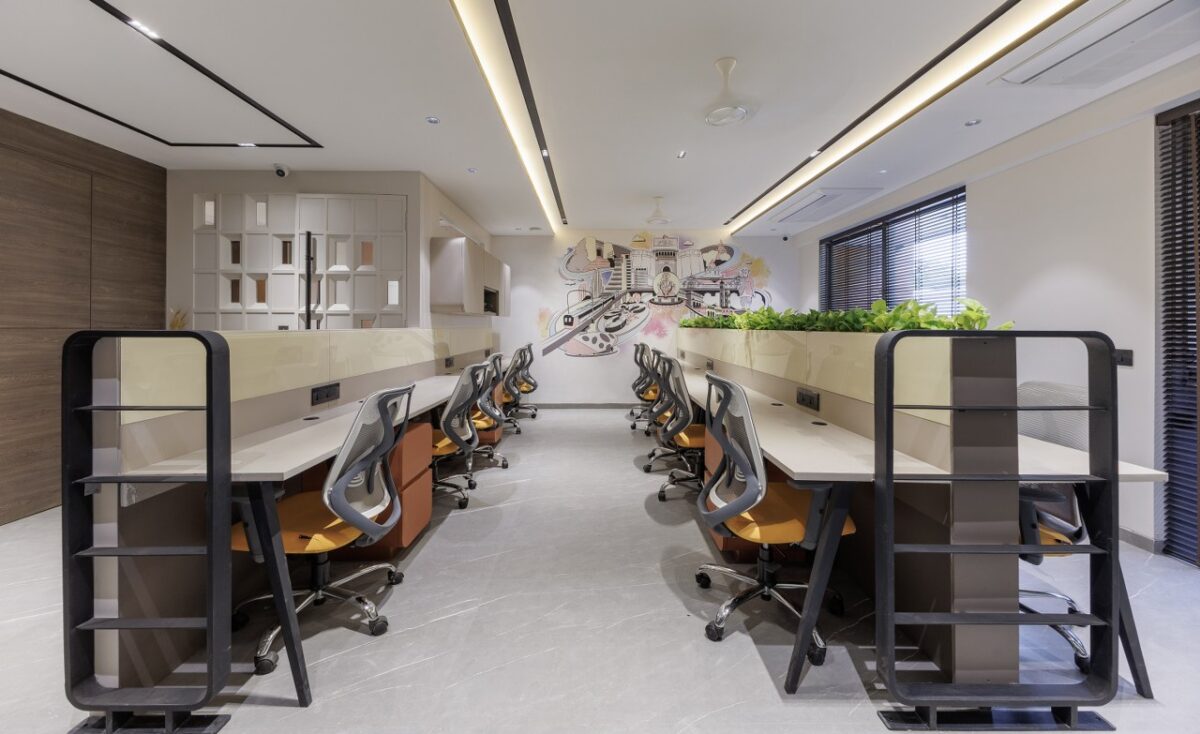 This Neutral White Office Fosters a Clean and Professional Atmosphere ...