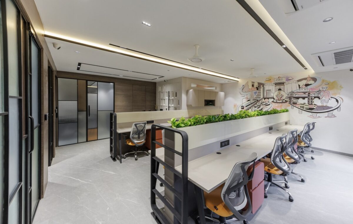 This Neutral White Office Fosters a Clean and Professional Atmosphere ...