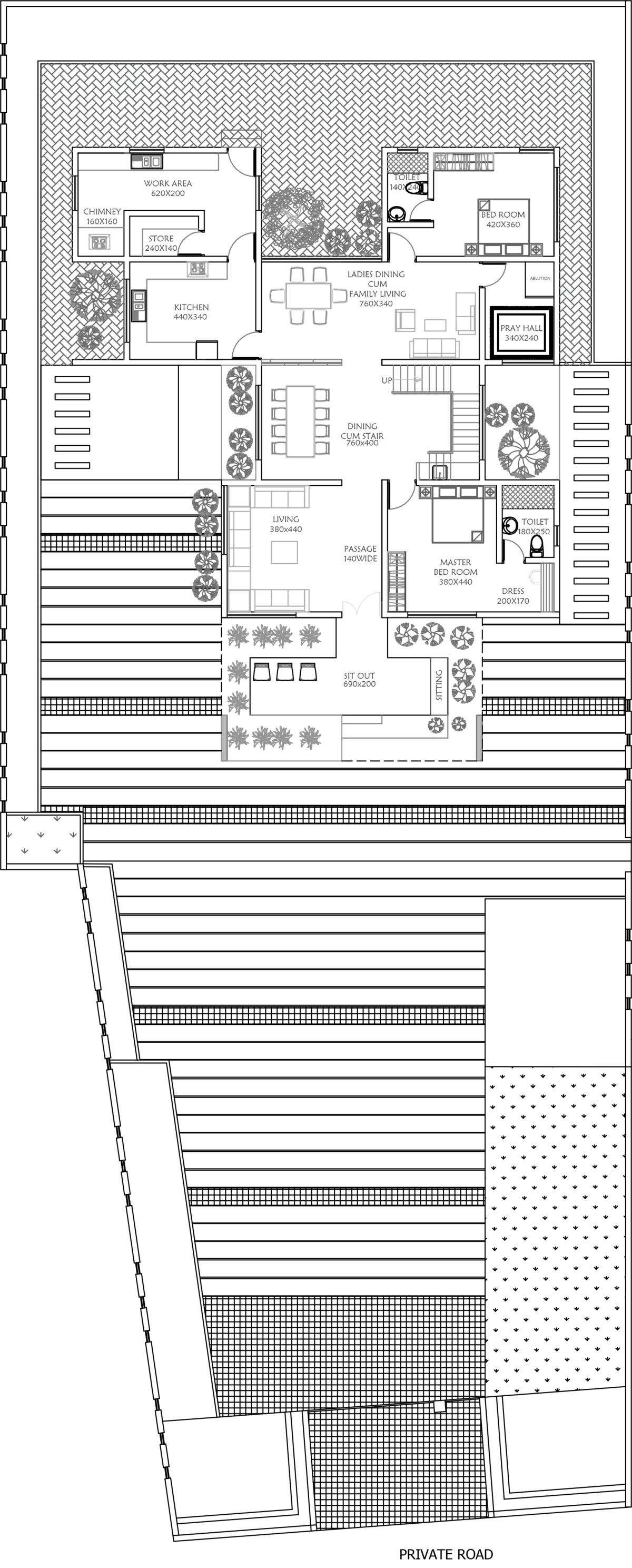 The Modern House Elevation Stands Out Through Its Lush Green ...