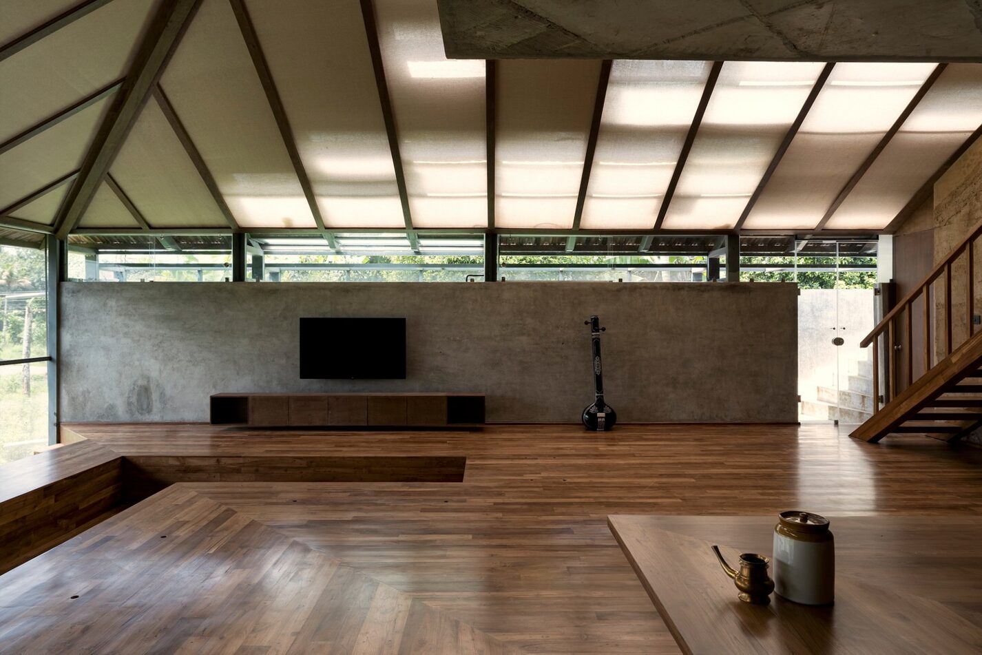 This Open Air Amphitheatre on a Kerala Roof Design is an Ideal Music ...