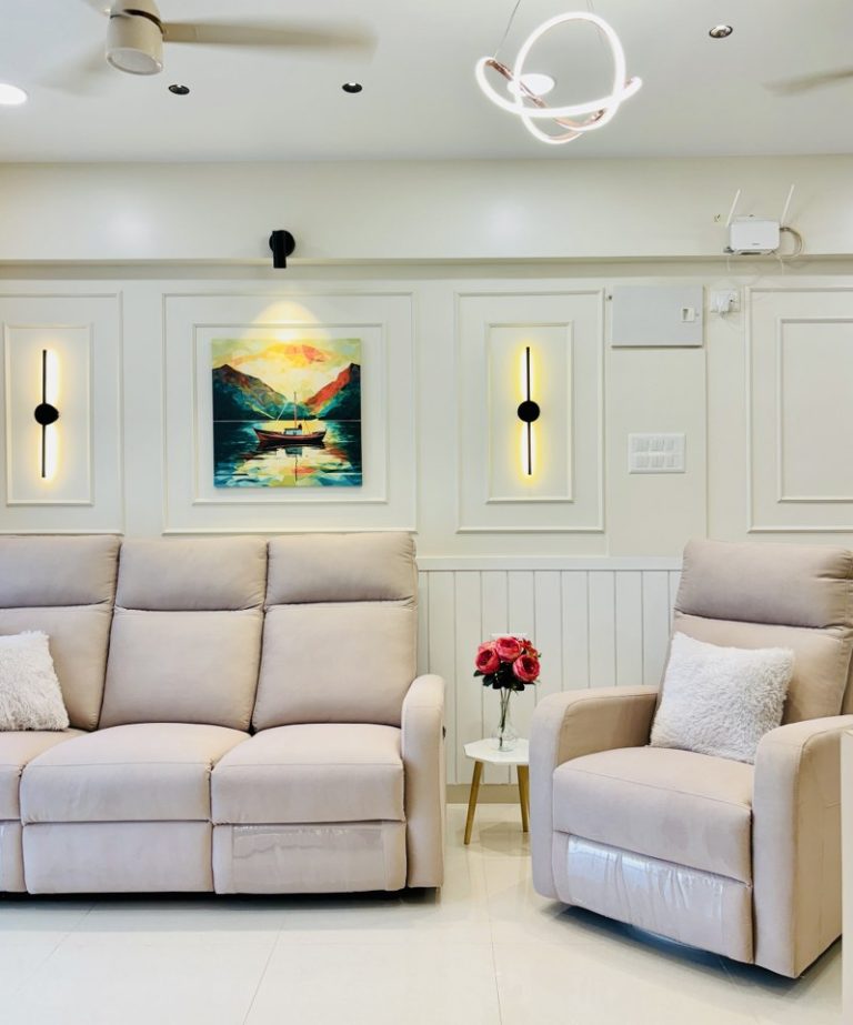 The Modern Home Interior Has A Monochrome Beige Color Scheme ...