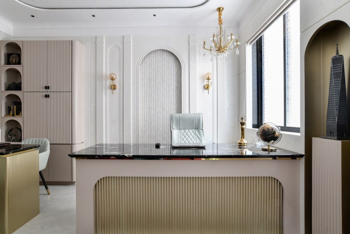 This Neoclassical Design Office Interior Creates a Timeless and Elegant ...