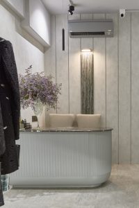This Cement Texture Wall Office is a Blend of Minimalism and Luxury | Olive