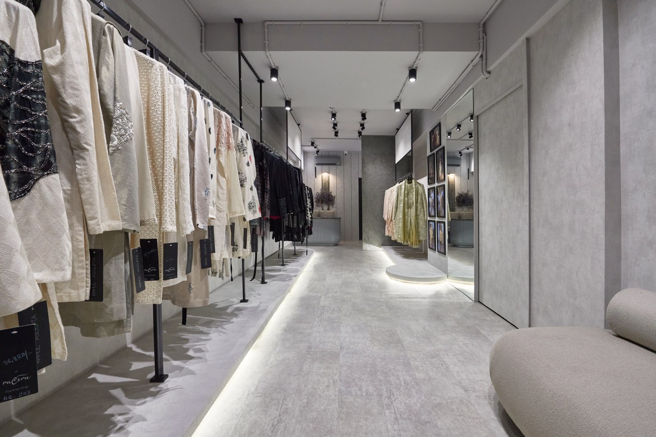 This Cement Texture Wall Office is a Blend of Minimalism and Luxury | Olive