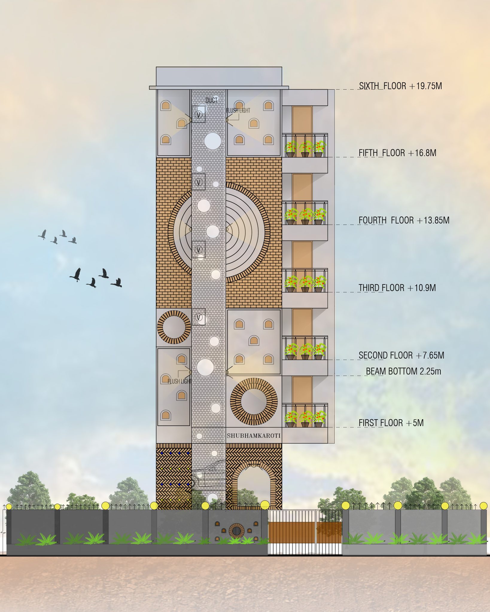 This 5 Story Building has an Ethnic Theme with an Emphasis on ...