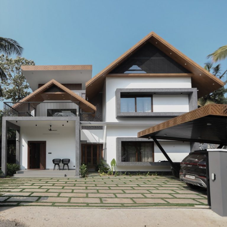 Silhouette House's Sloping Roof Design Blends Modern Living & Nature ...