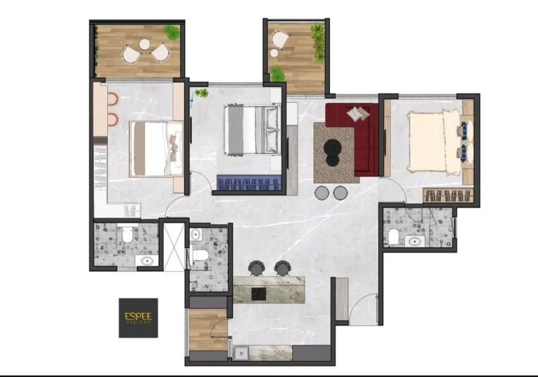 Modern Eclectic Interior Design Of This 3BHK Apartment Gives A Touch Of Luxury | Espee Designs