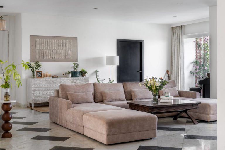 This Transitional Style Interior Design Transforms Open-plan Space Into ...