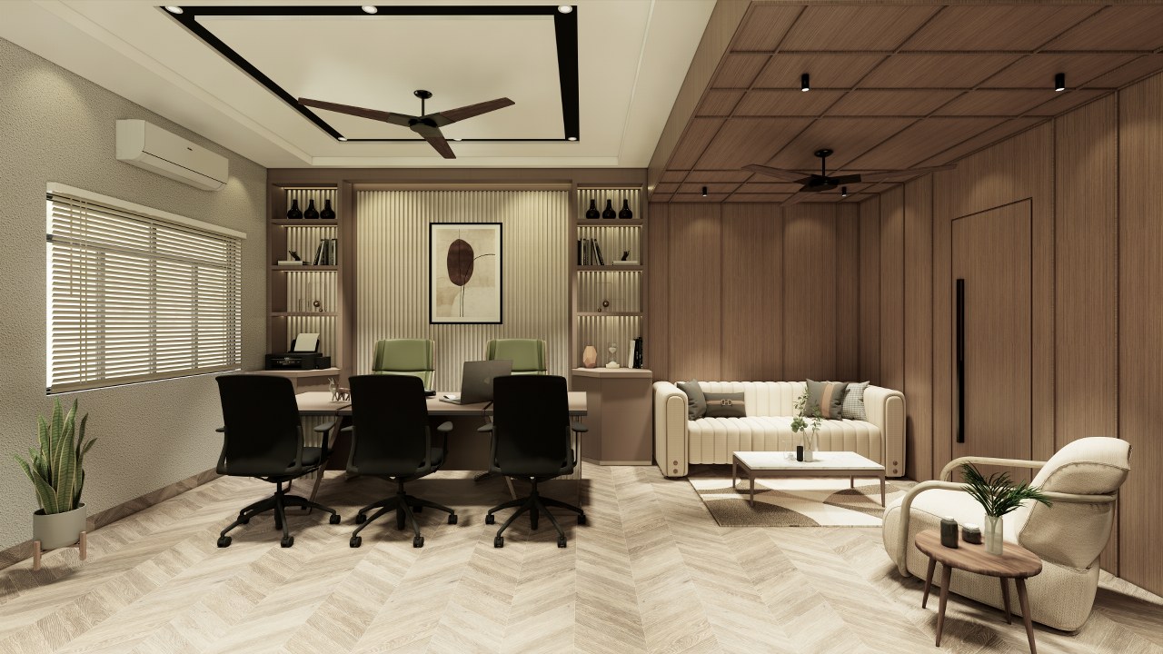 The Beige Interior Defines Calm Sophistication in a Modern Office ...