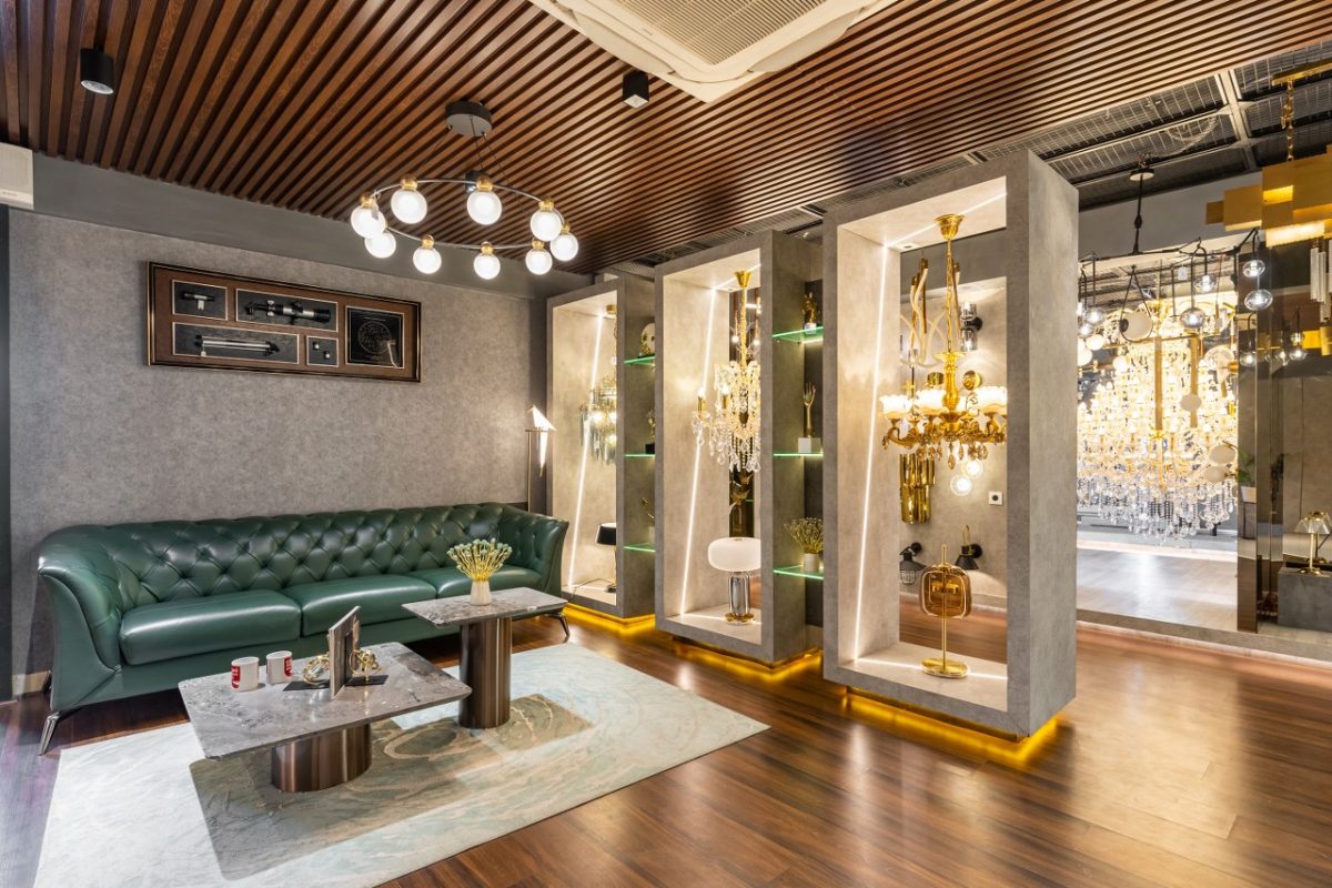 This Lighting Showroom Interiors Glows With Spatial Drama | Yellow ...
