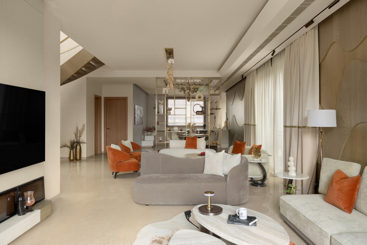 Golden Accents Stand Out in the Interiors of This Noida Bungalow ...