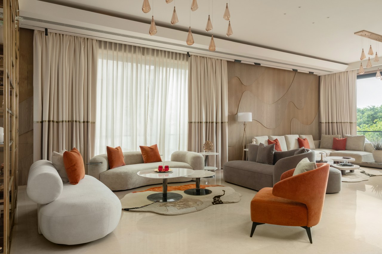 Golden Accents Stand Out in the Interiors of This Noida Bungalow ...